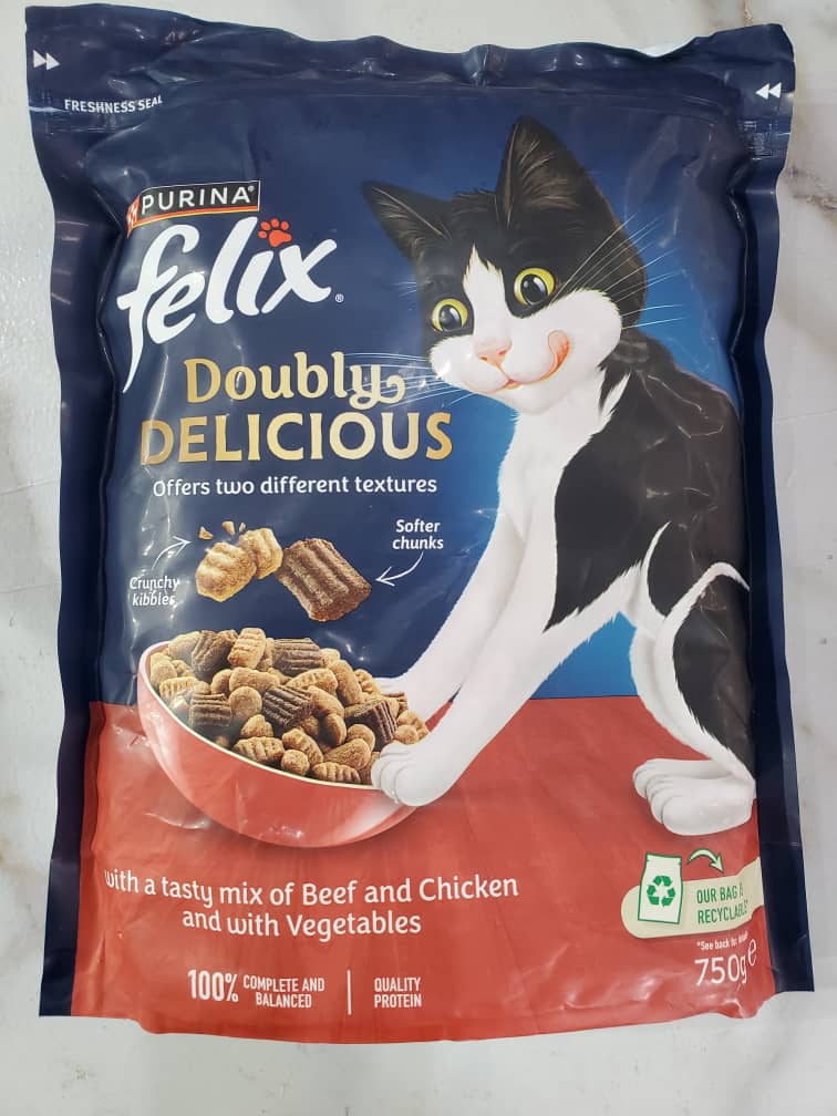 Felix Doubly Delicious Dry Cat Food (Beef, Chicken and Vegetables) 750g ...